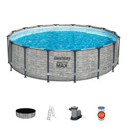 Bestway Schwimmbecken , Blau, Grau, Weiß , Metall, Kunststoff , 122 cm , Freizeit, Pools und Wasserspaß, Aufstellpools, Aufstellpools