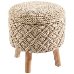 Linea Natura Pouf , Natur , Textil , massiv , Dekodiamanten , 45x45x45 cm , AZO-frei , Indoor , Wohnzimmer, Hocker, Poufs