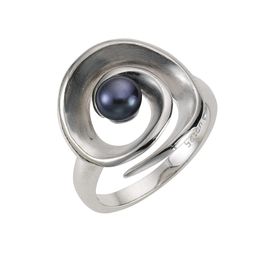 ZEEme Pearls Ring Silber 925 rhodiniert mit schwarzer Perle
