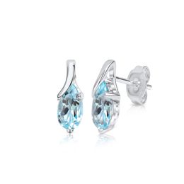 ZEEme Gemstones, F Ohrringe Silber 925 rhodiniert mit Blautopas (beh.) 8x5mm