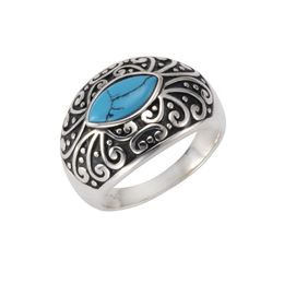 ZEEme Gemstones Ring Silber 925 oxidiert mit T&uuml;rkis 5x10mm