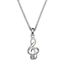 ZEEme Silber Halskette Silber 925 rhodiniert Notenschl&uuml;ssel mit Zirkonia wei&szlig;