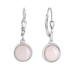 ZEEme Gemstones Ohrringe Silber 925 mit echtem Rosenquarz 8mm