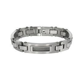 ZEEme Stainless Steel Armband Edelstahl poliert matt mit Stahlseil 21,5cm lang