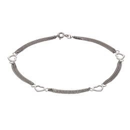 ZEEme Silber Fu&szlig;kette Silber 925 mit Herz-Motiv 25cm lang