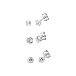 Celesta Silber Ohrstecker Set 925 Sterling Silber rhodiniert Zirkonia