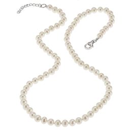 ZEEme Pearls Collier 925 Silber rhodiniert mit S&uuml;&szlig;wasserzuchtperlen in wei&szlig;