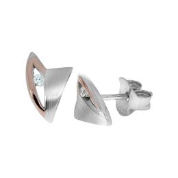 ZEEme Basic Ohrringe Silber 925 zweifarbig mit Zirkonia wei&szlig;