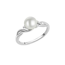 ZEEme Pearls Ring Silber 925 rhodiniert mit wei&szlig;er Perle & Zirkonia