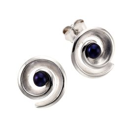 ZEEme Pearls Ohrringe Silber 925 rhodiniert mit 2 schwarzen Perlen