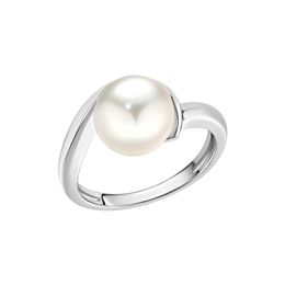 ZEEme Pearls Ring Silber 925 rhodiniert mit einer wei&szlig;en Perle 9,5-10mm