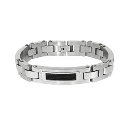 ZEEme Stainless Steel Armband Edelstahl matt glanz zweifarbig mit schwarzem Stahlseil