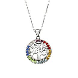 ZEEme Silber Halskette Silber 925 rhodiniert mit Lebensbaum-Motiv