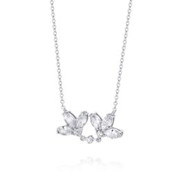 LEIS Kette 925 Sterling Silber rhodiniert Gl&auml;nzend Blume Zirkonia wei&szlig;
