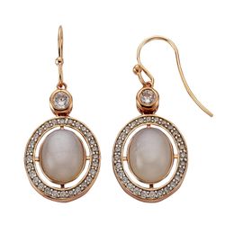 ZEEme Gemstones Ohrringe Silber 925 ros&eacute; vergoldet Zirkonia Mondstein echt