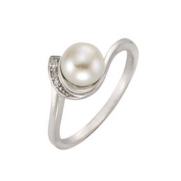 ZEEme Pearls Ring Silber 925 rhodiniert mit wei&szlig;er Perle & Zirkonia