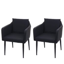2er-Set Esszimmerstuhl MCW-H93, K&uuml;chenstuhl Lehnstuhl Stuhl ~ Kunstleder schwarz