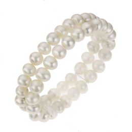 ZEEme Pearls Armband S&uuml;&szlig;wasserzuchtperlen wei&szlig; 8mm zweireihig