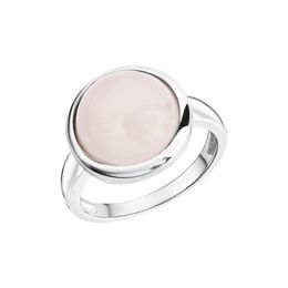 ZEEme Gemstones Ring Silber 925 rhodiniert mit echtem Rosenquarz 12mm