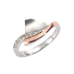 ZEEme Silber Ring Silber 925 zweifarbig mit Zirkonia wei&szlig;