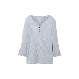 Tom Tailor Damen Langarmshirt mit Bio-Baumwolle, blau, Gestreift, Gr. M