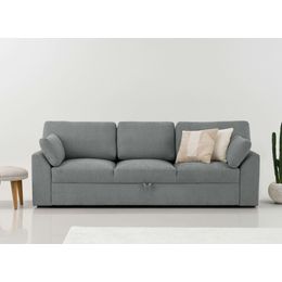 3-Sitzer Home Affaire "Citry", grau, B:233cm H:88cm T:86cm, 100% polyester, Sofas, Breite 233 cm, Chenille, mit Bettfunktion, Liegefl&auml;che 144x190 cm