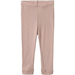 Leggings Wheat "Wool Leggings Agi", Baby, Gr. 86, N-Gr, rosa (dry rose), Jersey, Obermaterial: 100% Wolle, unifarben, casual, figurbetont knöchellang, Hosen, aus reiner Merinowolle