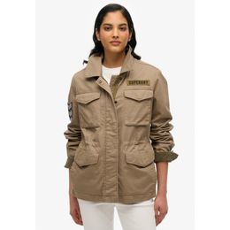 Parka Superdry "EMBELLISHED M65 MILITARY JKT", Damen, Gr. L, grün (schwarz sage grün), Web, Obermaterial: 100% Baumwolle, unifarben, modisch, relaxed fit, Langarm, Jacken