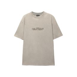 Pull&Bear Pull&Bear T-Shirt 'LOS ANGELES' Herren Größe S greige / dunkelgrau
