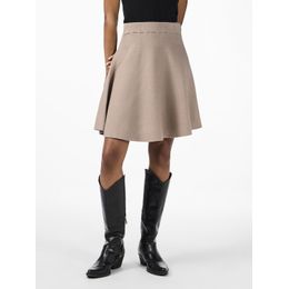 Minirock Y.A.S "YASFONNY HW KNIT SKIRT S. NOOS", Damen, Gr. XS (34), braun (fungi), Strick, Obermaterial: 72% Viskose, 28% Polyester, unifarben, casual, regular fit kurz, Röcke