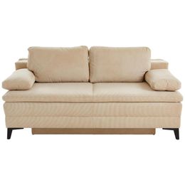 Novel Boxspringsofa Charlize , Beige , Textil , 2-Sitzer , 200x100x108 cm , Stoffauswahl , Wohnzimmer, Sofas & Couches, Schlafsofas, Boxspringsofas