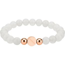 Armband Liebeskind Berlin "Schmuck Geschenk Armkette Zugarmband, Edelsteine", rosa (roségoldfarben, weiß, weiß), Armbänder, Damen, Edelstahl-Polyurethan, Edelstahl, Polyurethan, mit Edelsteinen