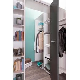 Eckkleiderschrank wimex "Joker", weiß (weiß, abgesetzt graphit), B:124cm H:198cm T:148cm, Schränke, begehbarer Kleiderschrank, Garderobe, Ecklösung