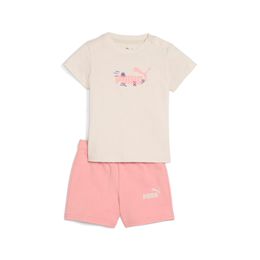 Trainingsanzug Puma "MINICATS SANDY ADVENTURES TEE AND SHORTS SET INF", Kinder, Gr. 104, weiß (alpine snow), Jersey, Obermaterial: 100% Baumwolle, bedruckt, sportlich, regular fit, Sportanzüge