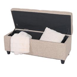 MCW Aufbewahrungs-Truhe Kriens, Sitzbank Bank, Stoff/Textil, 45x114x45cm MVG-zertifiziert ~ beige
