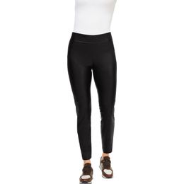 Heine Damen Lederimitathose in figurschmeichelnder Schlupform schwarz Gr&ouml;&szlig;e 34