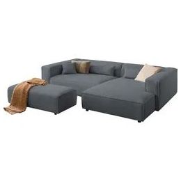 Polsterecke "PIARA XXL, L-Form mit Schlaffunktion, Big-Sofa in Cord o. Leinenoptik", grau (anthrazit), B:288cm T:198cm, 100% Polyester, LeGer Home by Lena Gercke, Sofas, Hocker stellbar zum Schlafsofa (Krokodilverbinder), tiefe Sitzfläche