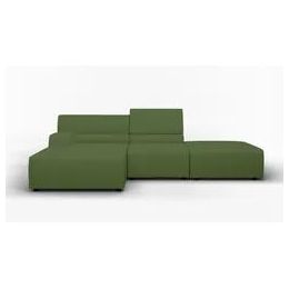 Ecksofa Egoitaliano "Babouche, Designsofa mit außergewöhnlichem Sitzkomfort zum Wohlfühlen", grün (sprite), B:287cm H:80cm T:98cm, Leder CAREZZA (echtes Rindsleder) ist ein Naturleder, dass die ursprünglichen Eigenschaften der Haut nicht verändert. Das Vorhandensein von verheilten Narben, Körnungsunterschiede, Falten, Adern, Unterschiede in den Farbtönen und andere Spuren, die die Natur auf diesen