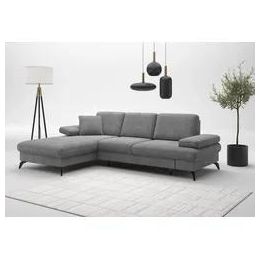 Sit & More Ecksofa SIT & MORE "Morris Jubi L-Form, inklusive XXL-Liegefläche, bzw. Schlaffunktion", grau (dunkelgrau), B:247cm H:83cm T:171cm, 95% Polyester, 5% Polyamid, Sofas, Bettfunktion, Armteilverstellung und 1 Zierkissen, Topseller