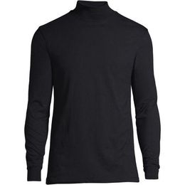 LANDS' END Super-T Stehbundshirt, Classic Fit, Herren,  Schwarz, Baumwolle, by Lands' End