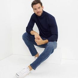 LANDS' END Super-T Rollkragenshirt, Classic Fit, Herren,  Blau, Baumwolle, by Lands' End