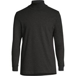 LANDS' END Super-T Rollkragenshirt, Classic Fit, Herren,  Schwarz, Baumwolle, by Lands' End