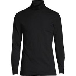 LANDS' END Super-T Rollkragenshirt, Classic Fit, Herren,  Schwarz, Baumwolle, by Lands' End