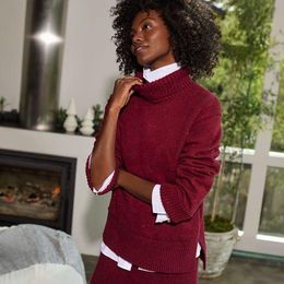 LANDS' END Softer Pullover mit Rollkragen, Damen,  Rot, Polyacryl/Baumwoll-Mischung/Woll-Mischung, by Lands' End
