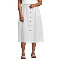 LANDS' END Leinen-Midirock, Damen,  Weiß, Leinen, by Lands' End