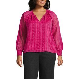 LANDS' END Bestickte Chiffonbluse, Damen,  Rot, Polyester, by Lands' End