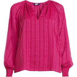 LANDS' END Bestickte Chiffonbluse, Damen,  Rot, Polyester, by Lands' End