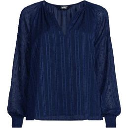 LANDS' END Bestickte Chiffonbluse, Damen,  Blau, Polyester, by Lands' End
