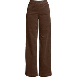 LANDS' END High Waist Cordhose mit weitem Bein, Damen,  Braun, Baumwolle/Elasthan/Baumwoll-Mischung, by Lands' End