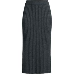 LANDS' END Midirock aus softem Rippstrick, Damen,  Schwarz, Baumwolle/Wolle/Nylon, by Lands' End